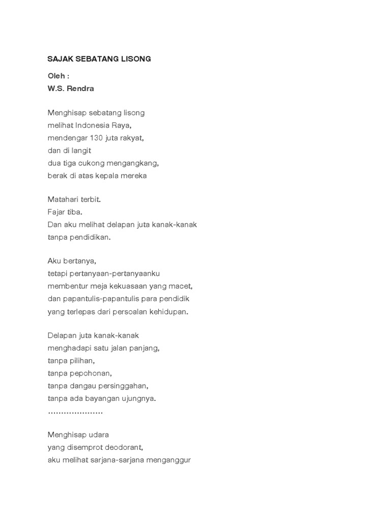 Sajak Sebatang Lisong | PDF