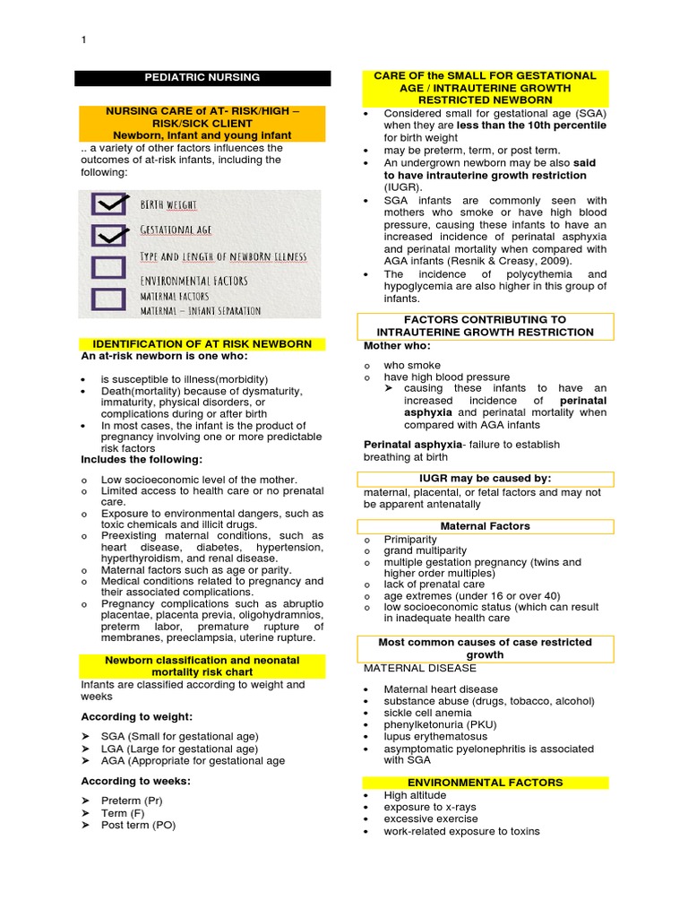 NURSING CARE of AT RISK HIGH RISK SICK CLIENT | PDF | Prenatal ...