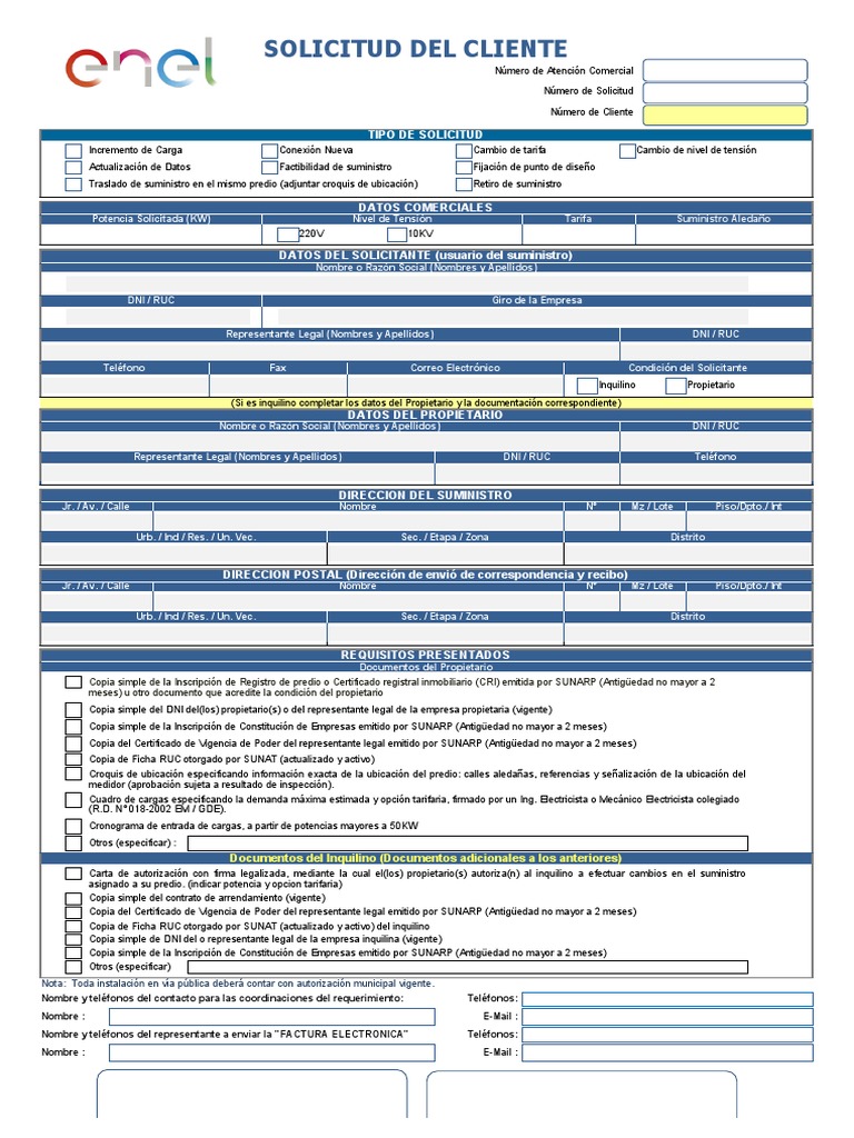 Solicitud Del Cliente | PDF