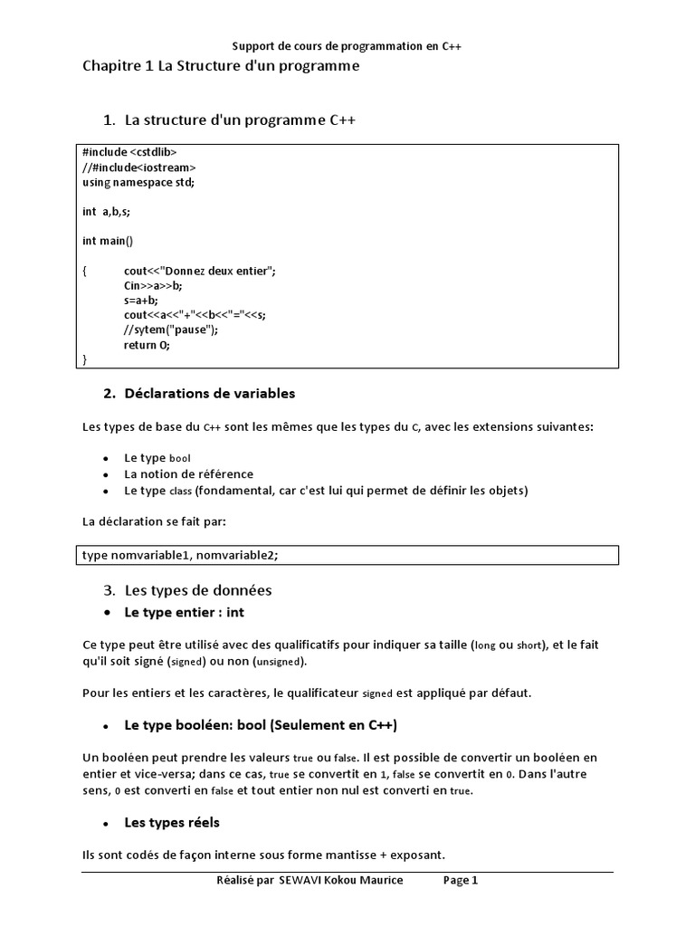 Support Programmation C++ | PDF | C ++ | Tableau (structure de données)