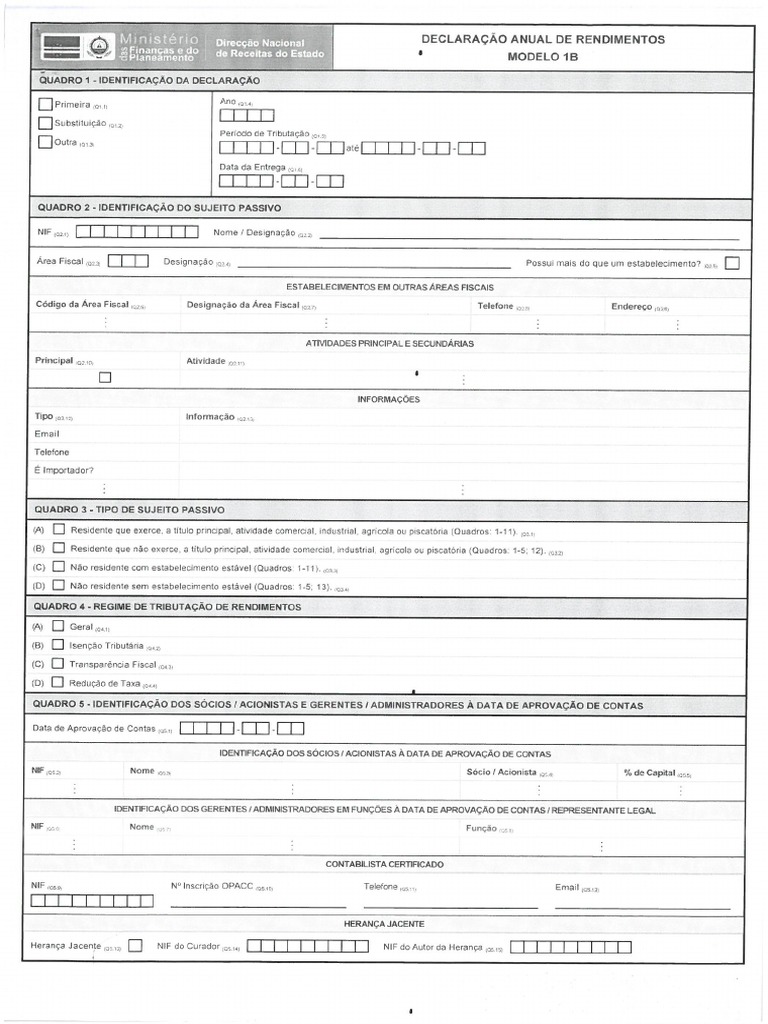 Modelo 1b - Instruções de Preenchimento | PDF