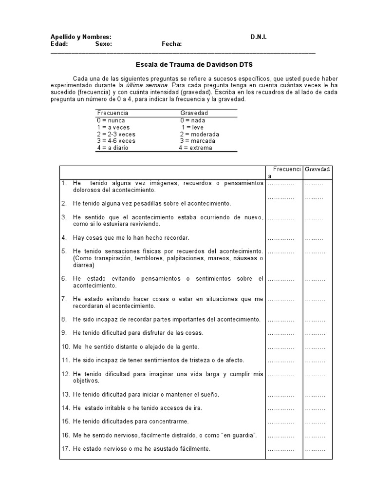 Escala de Trauma de Davidson | PDF
