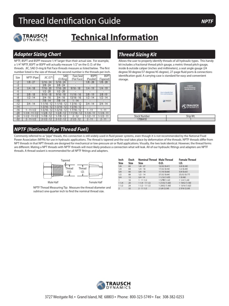 Technical Information: Thread Identification Guide | PDF | Hydraulic ...