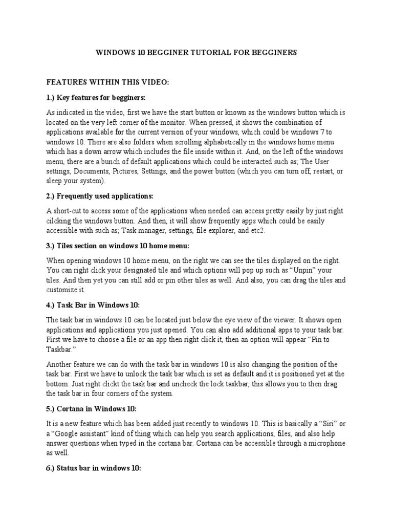 Windows 10 Beginner's Guide | PDF | Windows 10 | System Software