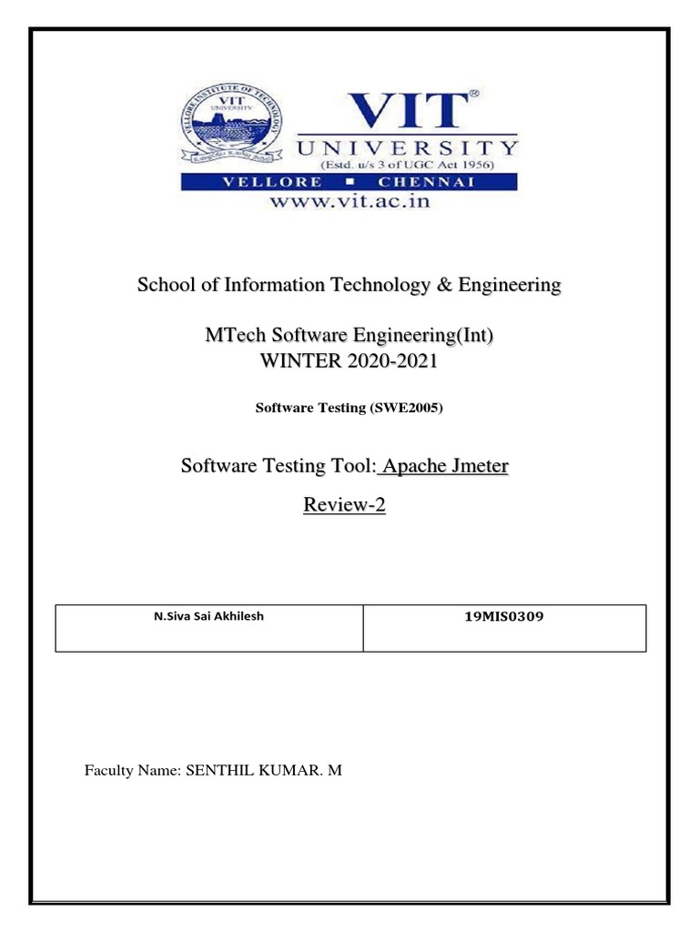 School of Information Technology & Engineering Mtech Software ...