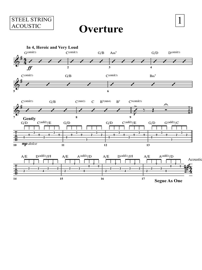 Guitar 1 Part TAB - Act 1 Complete - Full Score | PDF | Components | Music Production