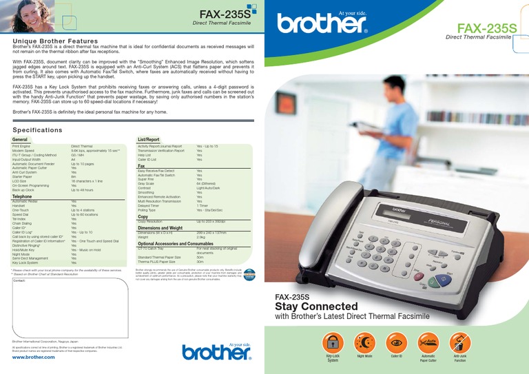 Brother FAX-235S Features Overview | PDF | Fax | Equipment