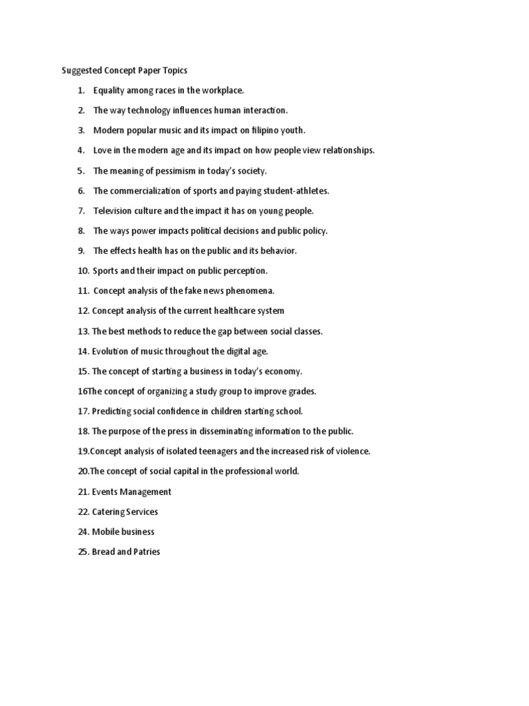 Suggested Concept Paper Topics | PDF
