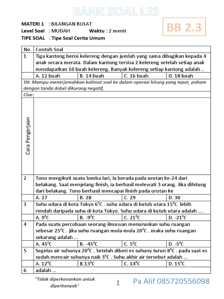BB 2.3 Tipe OHC Soal Cerita Umum | PDF