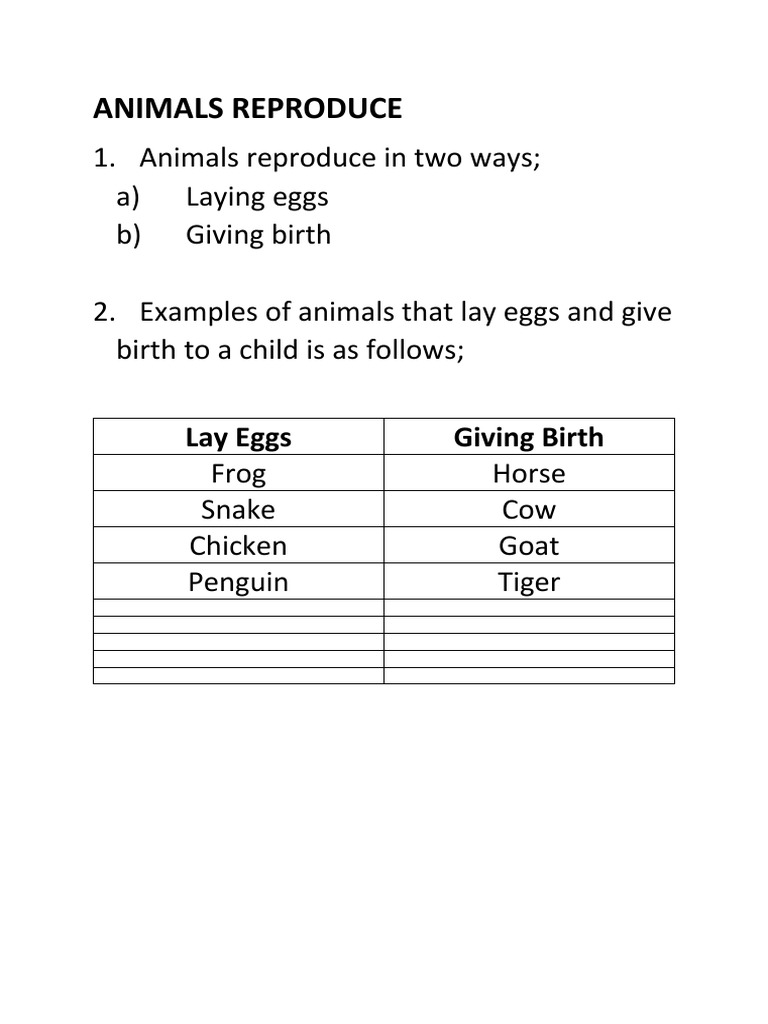 Animals Reproduce | PDF | Wellness | Science & Mathematics