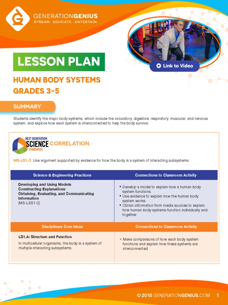 Human Body Systems Lesson Plan GG | PDF | System | Human Body