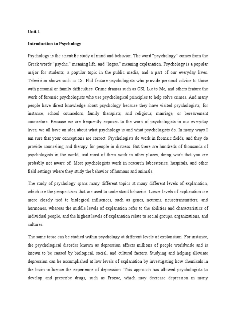Unit 1 Principles of Psychology I | Download Free PDF | Perception ...