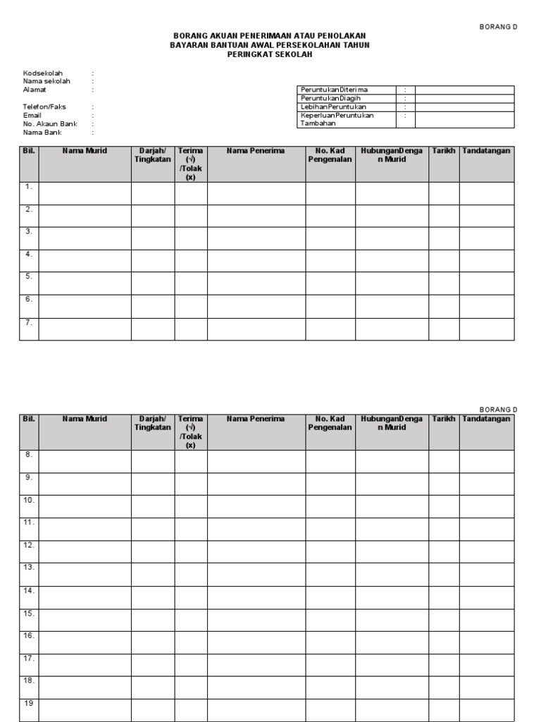 Tapak Borang Penerimaan BAP | PDF