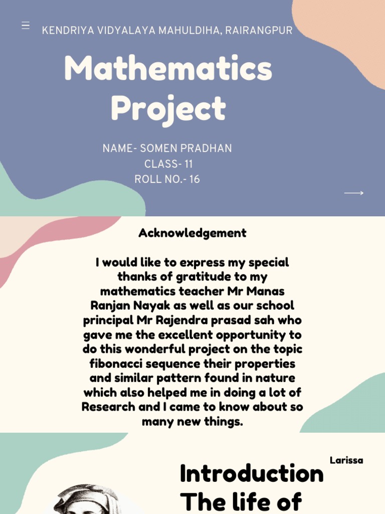 Kendriya Vidyalaya Mahuldiha, Rairangpur: Mathematics Project ...