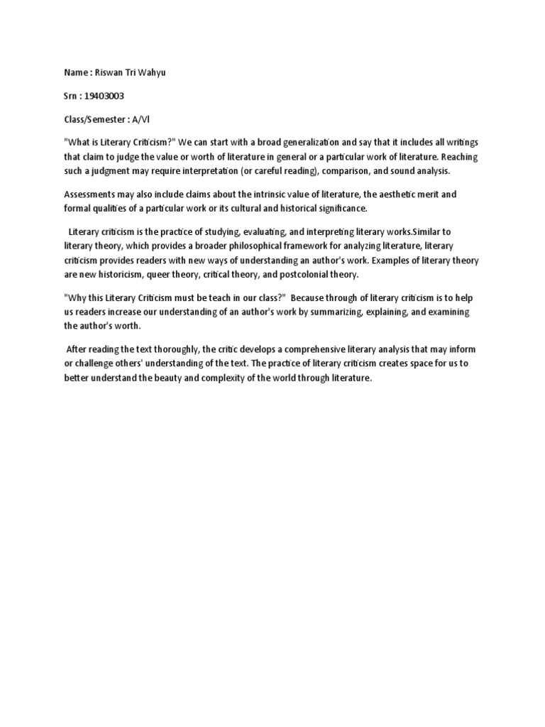 Literary Critism | PDF