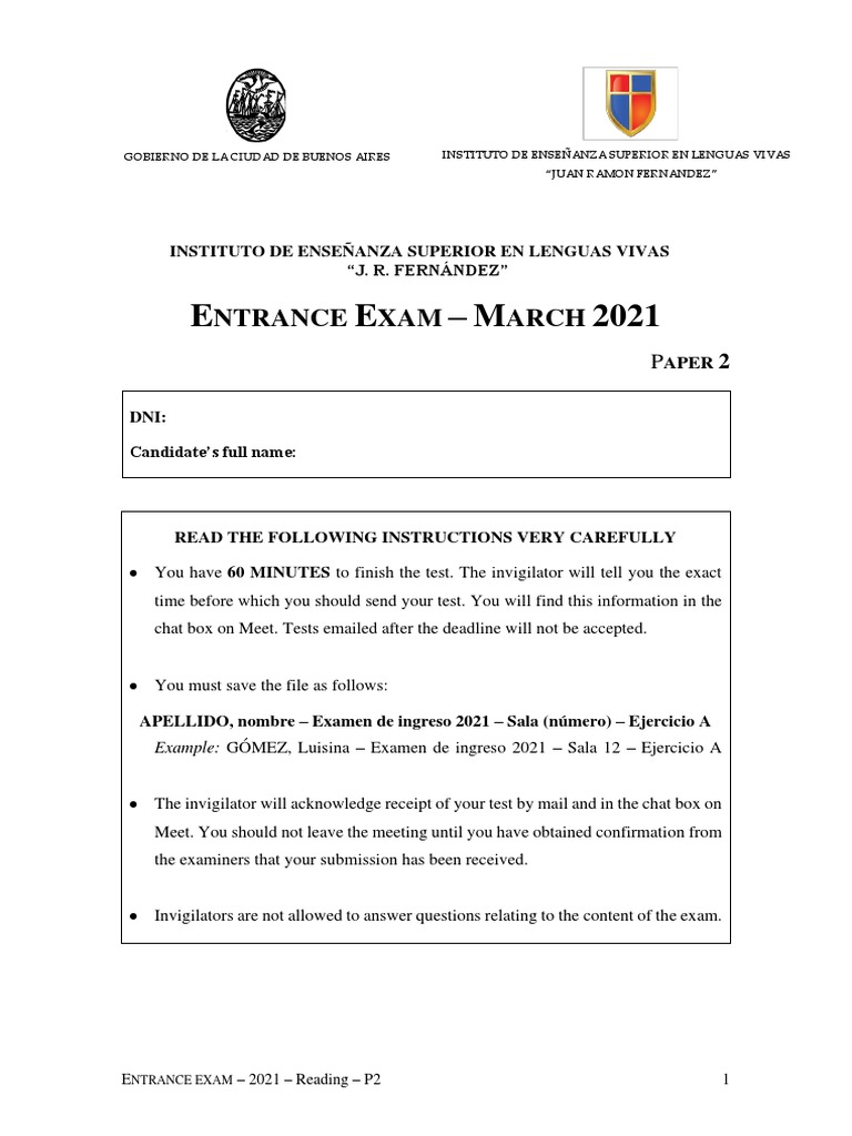 2021 Buenos Aires Language Exam Reading | PDF | Test (Assessment ...