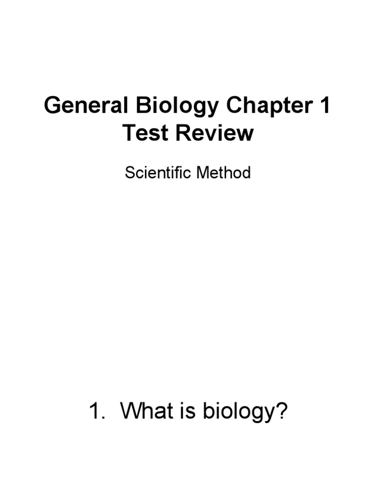 General Biology Chapter 1 - Scientific Method Test Review Answer Key ...