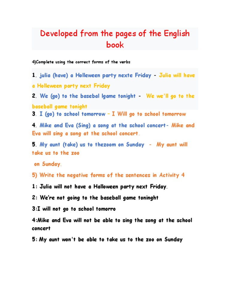 Developed From The Pages of The English Book | PDF | Language Arts ...