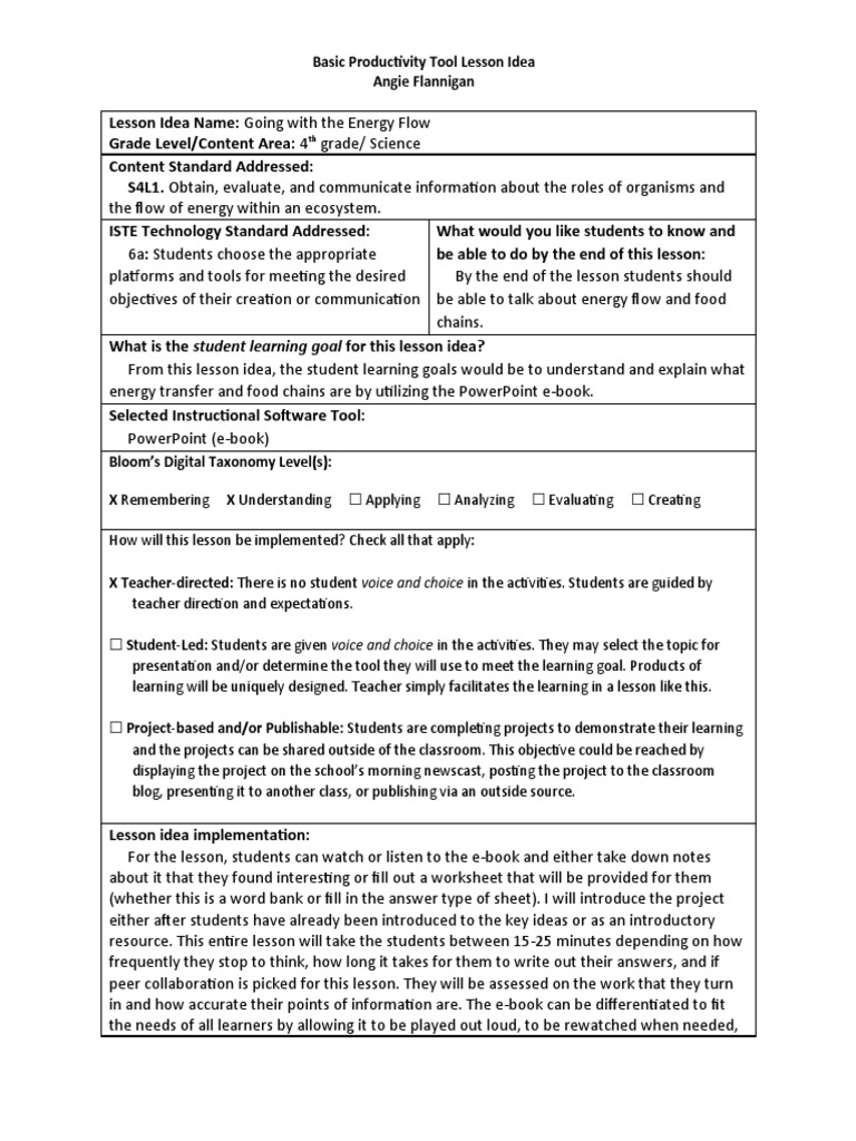 Basic Productivity Tools Lesson Plan | PDF | Learning | Project Based Learning