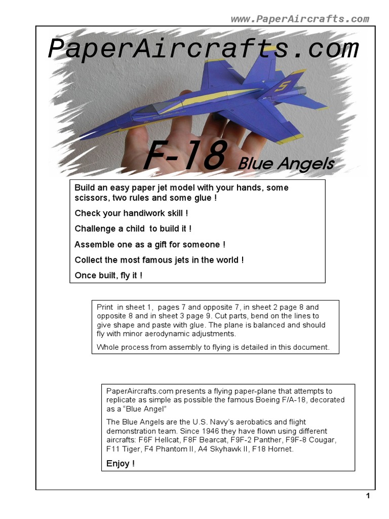 Paper-Aircraft - f18 Blue Angels | PDF | Flap (Aeronautics) | Aviation