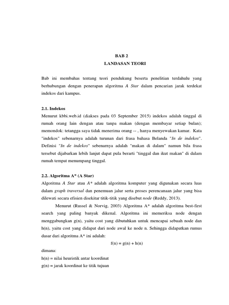 Bab 2 Landasan Teori 2.2. Algoritma A - (A Star) | PDF