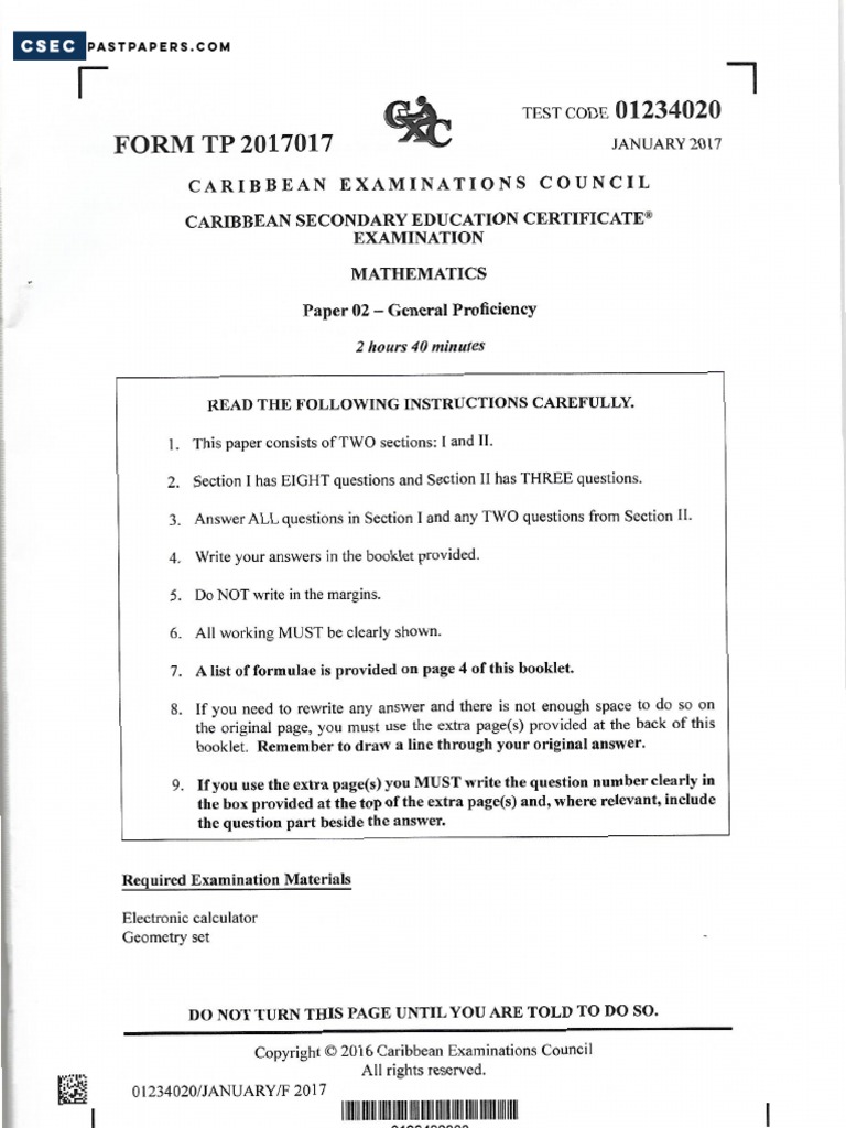 Jan 2017 Paper 2 | PDF