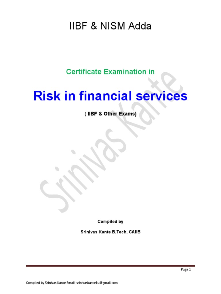 Risk in Financial Services | PDF | Risk Management | Risk