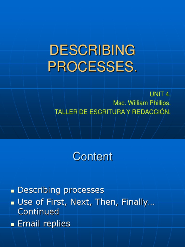 Unit 4 - Describing Processes | PDF | Verb