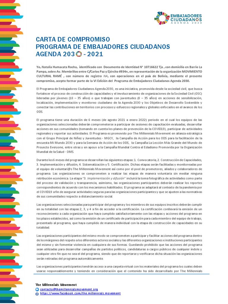 Carta de Compromiso 2021 | PDF | Organización no gubernamental
