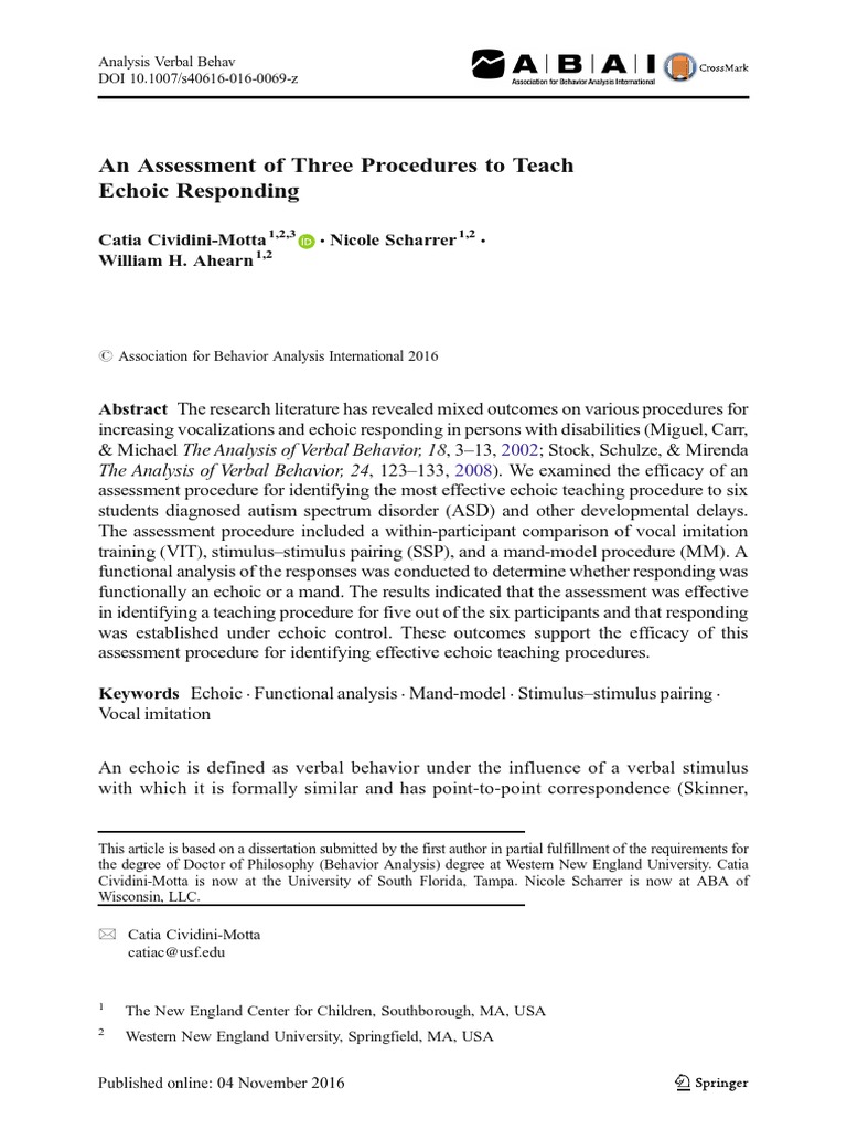 Artigo Sobre Ecóico | PDF | Reinforcement | Autism