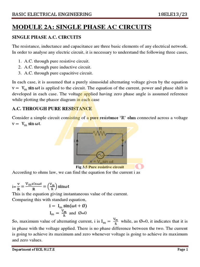 BASIC ELECTRICAL ENGINEERING Module 2 | PDF | Electrical Impedance ...