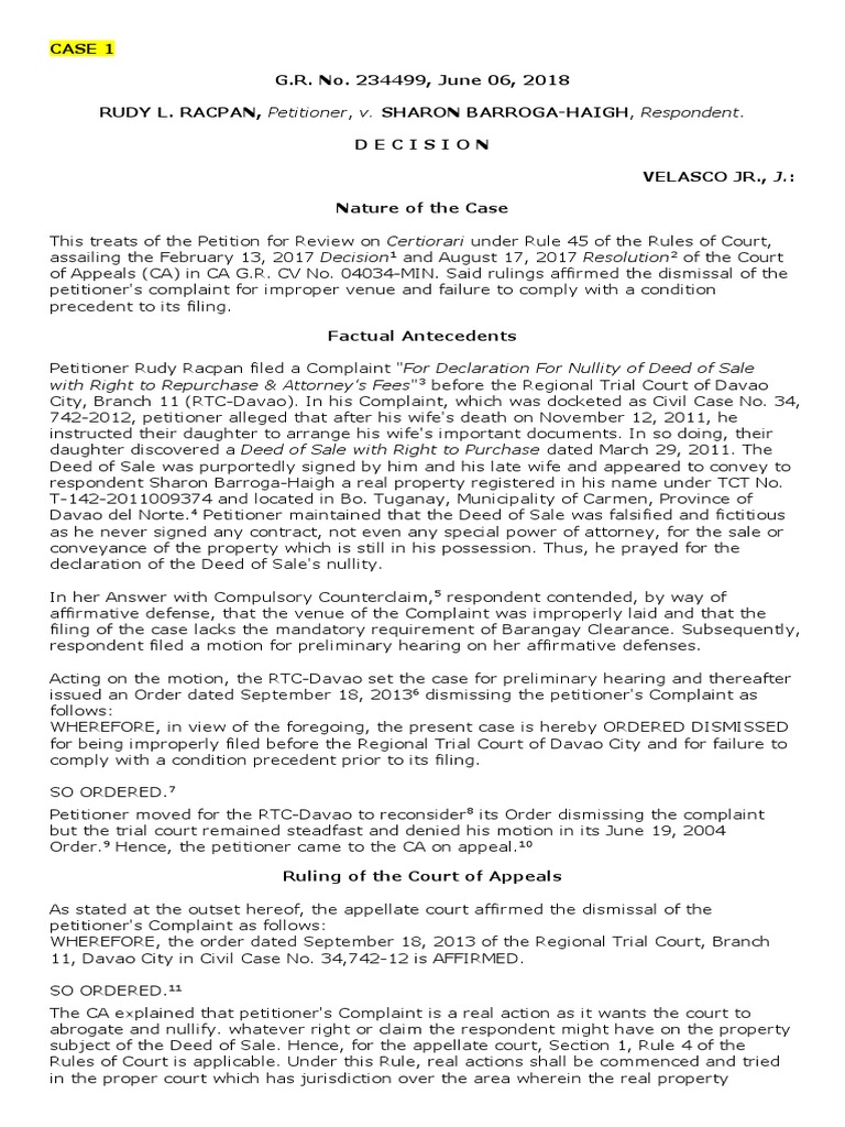 Cases Civ Pro | PDF | Lawsuit | Complaint