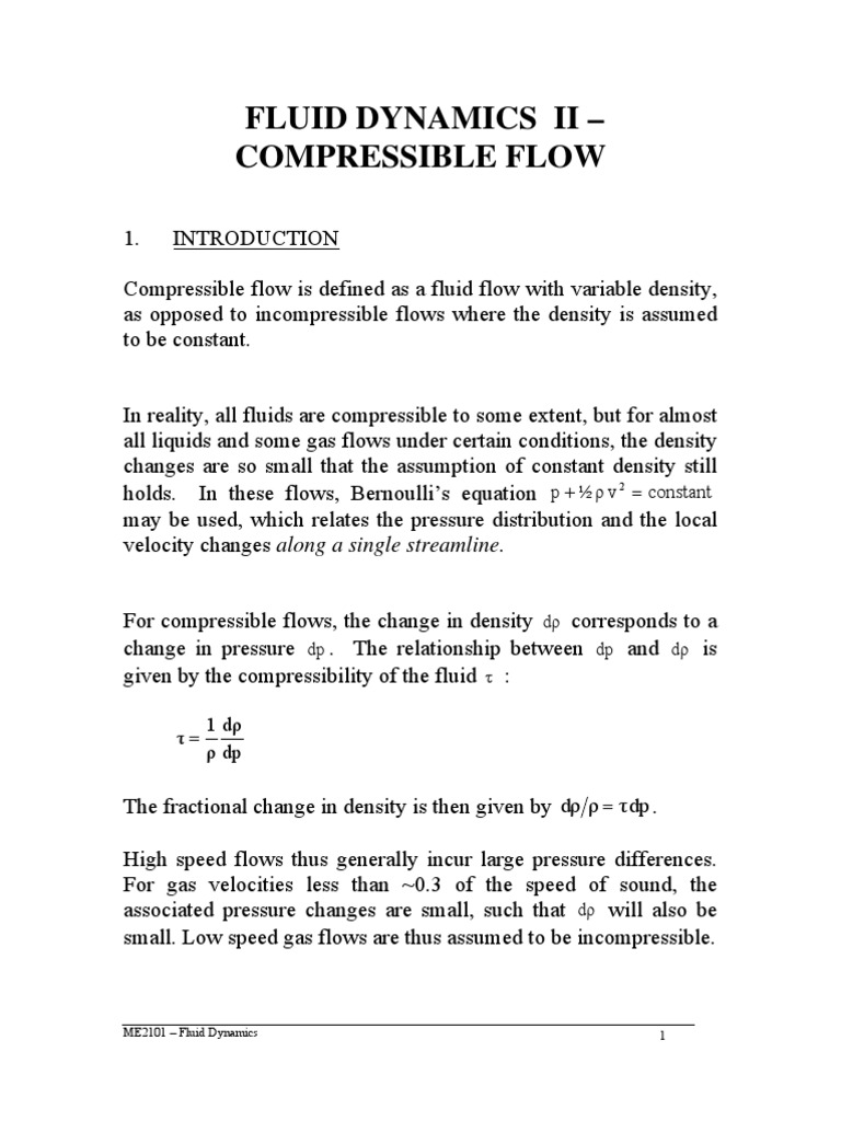 Compressible Flow Lecture 1 | PDF | Compressible Flow | Fluid Dynamics