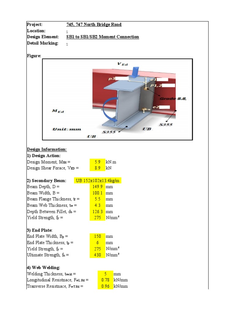 Beam To Beam Connection (Bending & Shear) | PDF | Beam (Structure ...