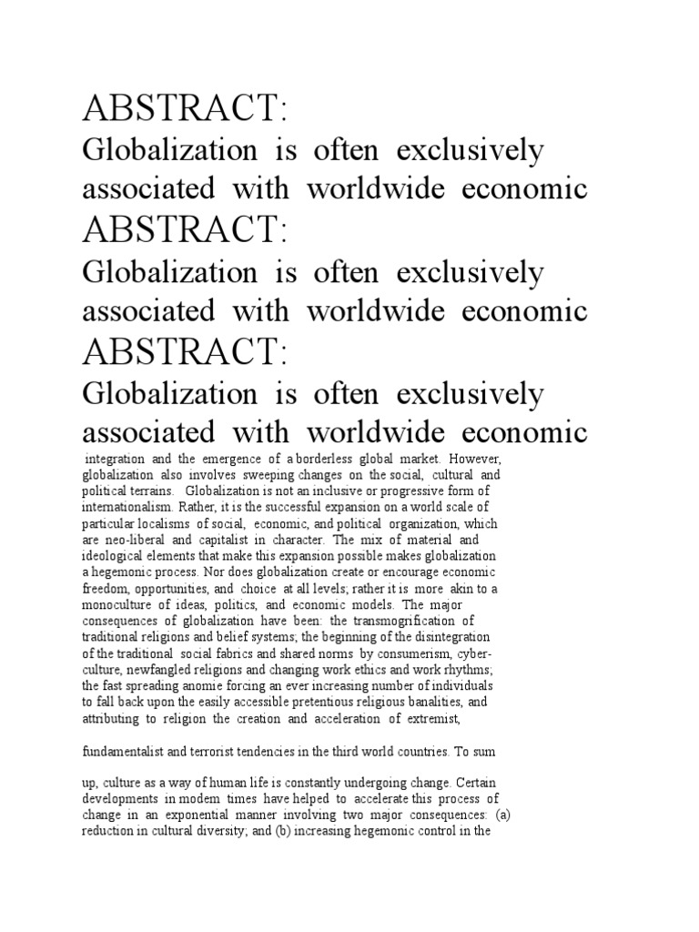 Abstract: Abstract: Abstract | PDF | Globalization | Race (Human ...