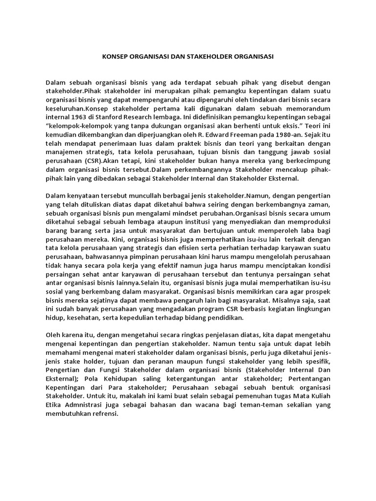 Stakeholder Dalam Organisasi Bisnis | PDF | Karier & Perkembangan