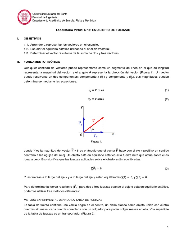 Lab 03 Equilibrio de Fuerzas | Descargar gratis PDF | Vector Euclidiano | Fuerza