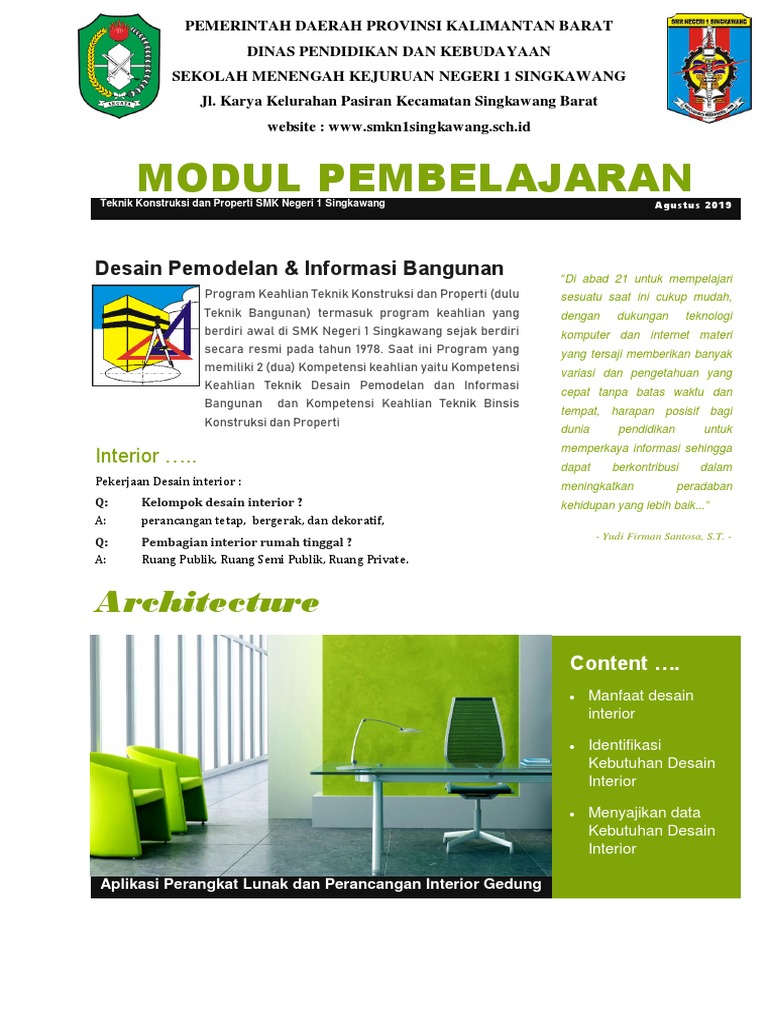 Modul Interior Praktik Bahan Ajar DR Sunar R | PDF | Seni