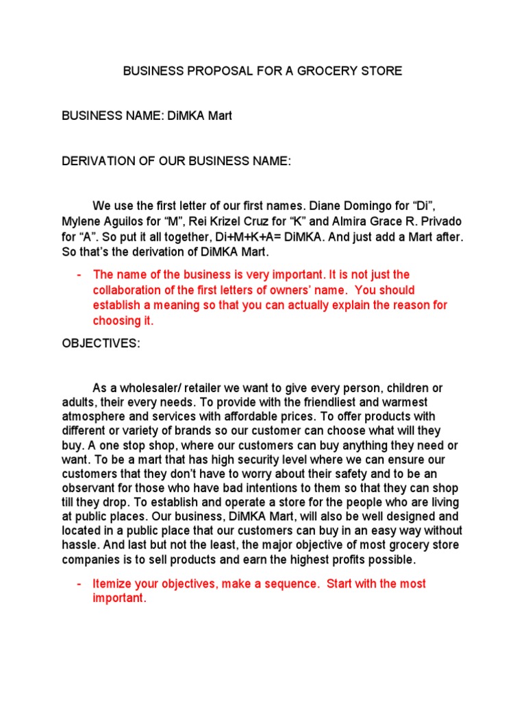 Business Proposal For A Grocery Store | PDF | Customer | Microeconomics