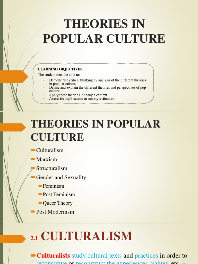 Lecture 2 THEORIES IN POPULAR CULTURE | PDF | Feminism | Gender Studies