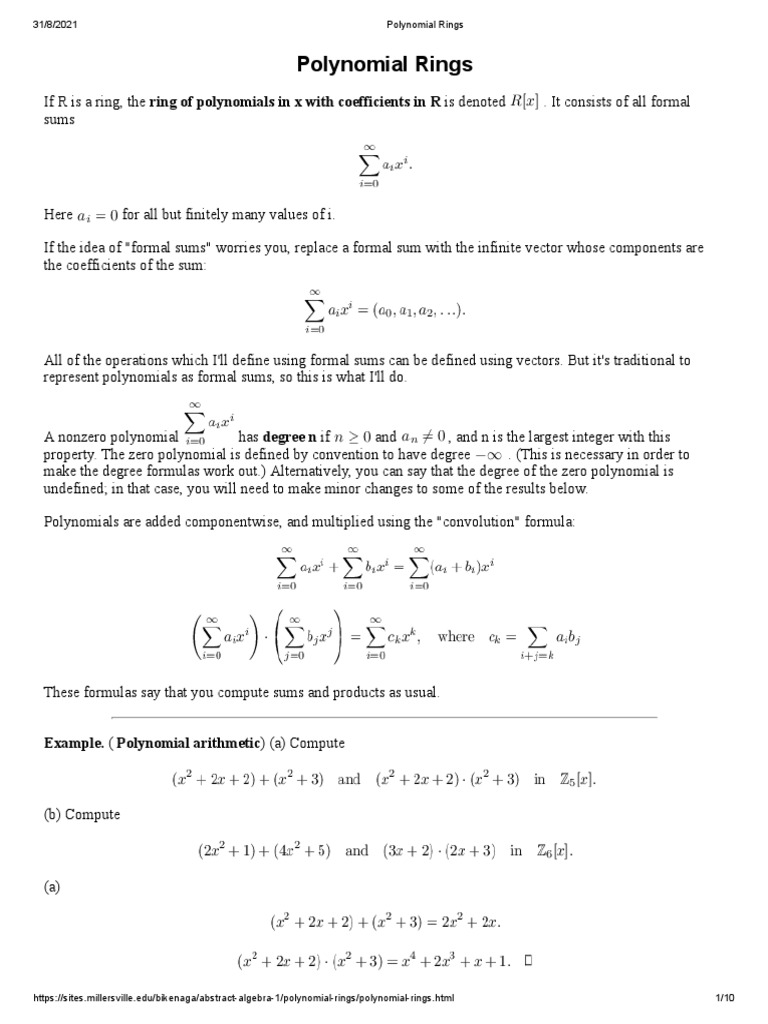 Polynomial Rings | PDF | Polynomial | Factorization