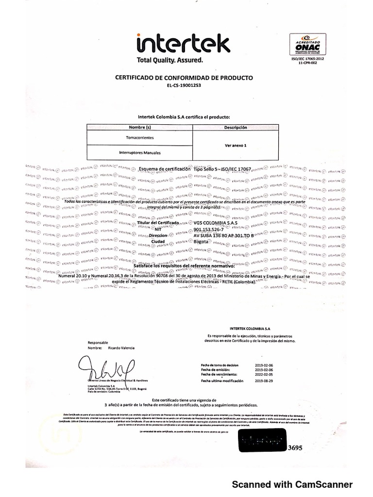 Certificación Intertek | PDF