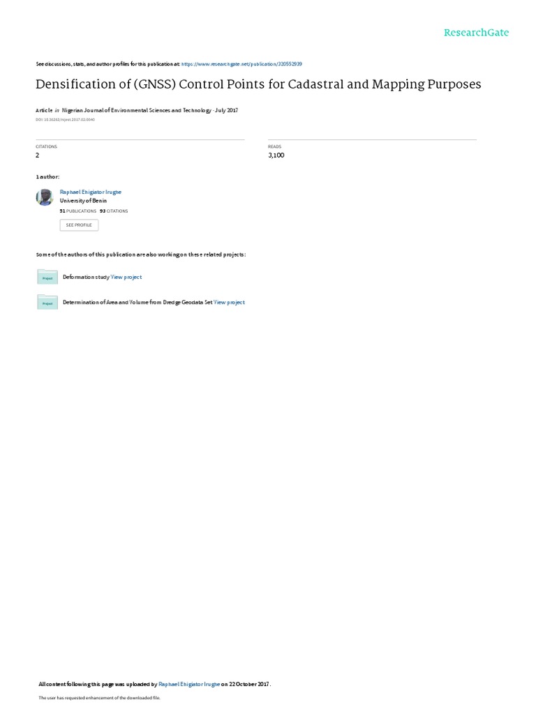 Densification of GNSS Control Points For Cadastral | PDF | Ionosphere ...