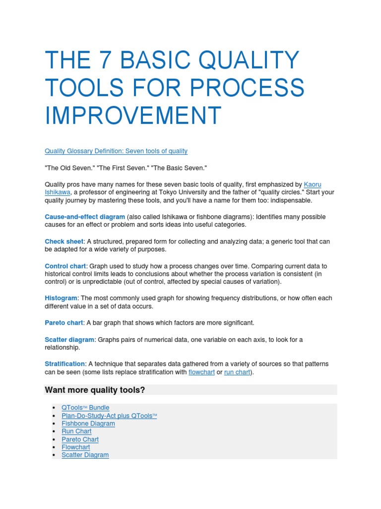 Asq The 7 Basic Quality Tools For Process Improvement | PDF | Microsoft ...