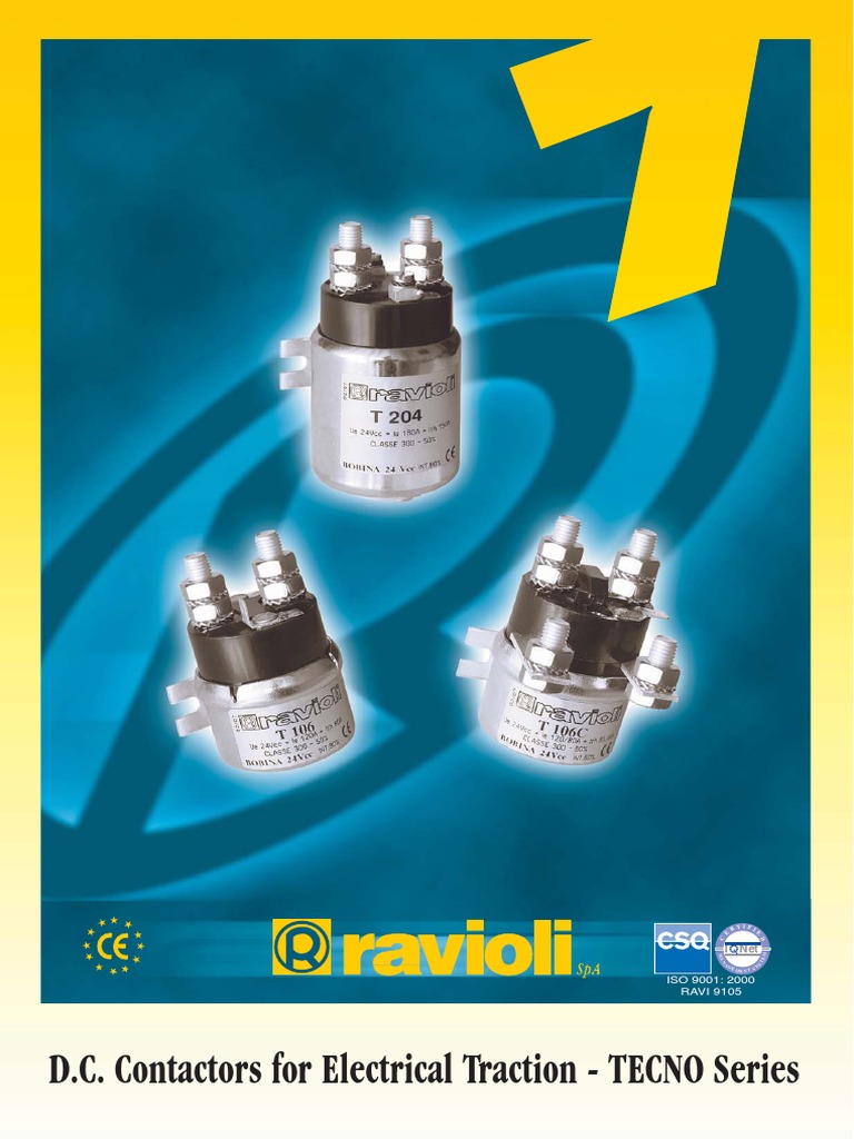 D.C. Contactors for Electrical Traction - TECNO Series Features and Specifications | PDF