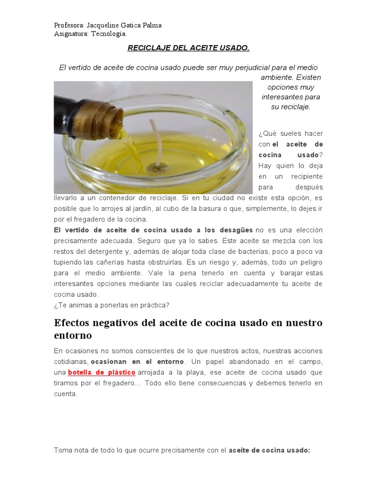 Guia de Trabajao Aceite Quemado | PDF | Aceite de cocina | Residuos