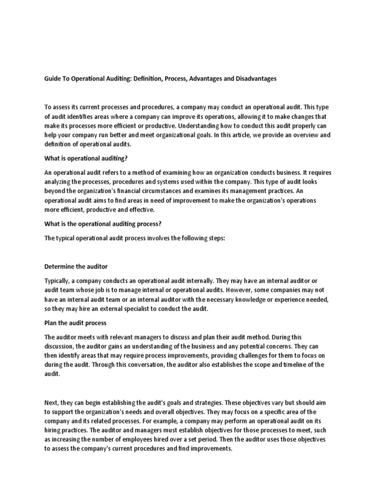Guide To Operational Auditing | PDF | Audit | Internal Audit