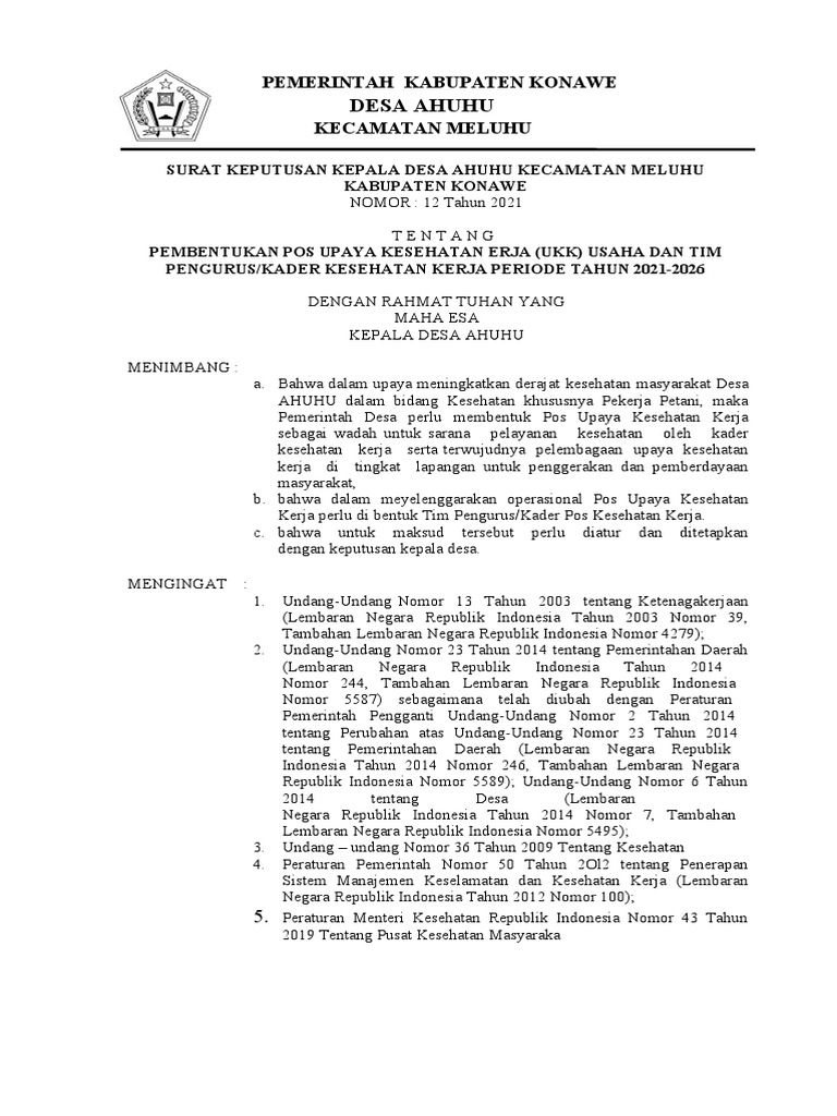 SK. Pos UKK AHUHU | PDF