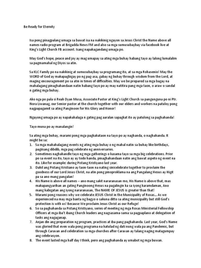 Be Ready For Eternity | PDF