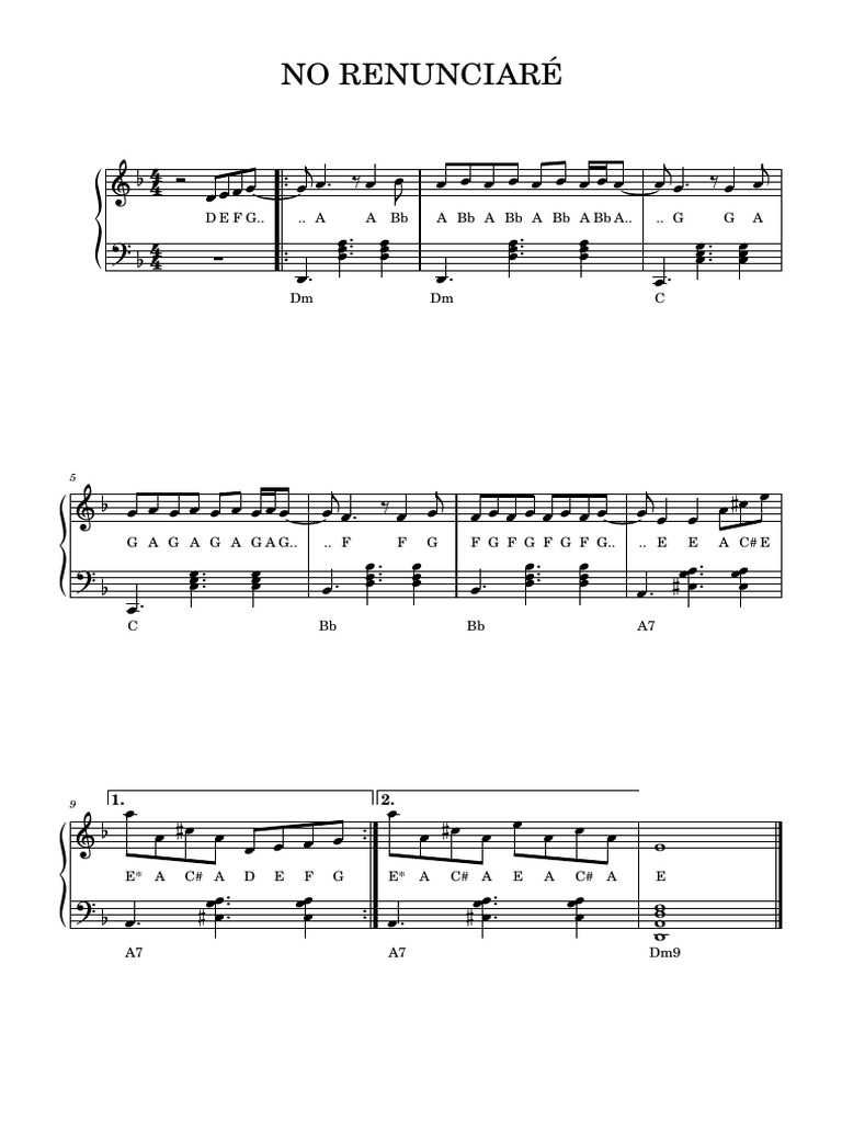 NO RENUNCIARÉ Intro Piano Version Juan | PDF